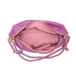 miscloder Rhinestone Purses for Women Evening Sparkly Gold Clutch Purse Chic Silver Hobo Bag for Wedding Party Prom (Pink)