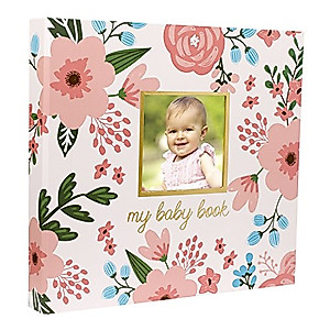 Pearhead Memory Book with Included Baby Belly Stickers, Modern Baby First Year Journal, Babys First Year, Baby Shower, Floral 17 Piece Set