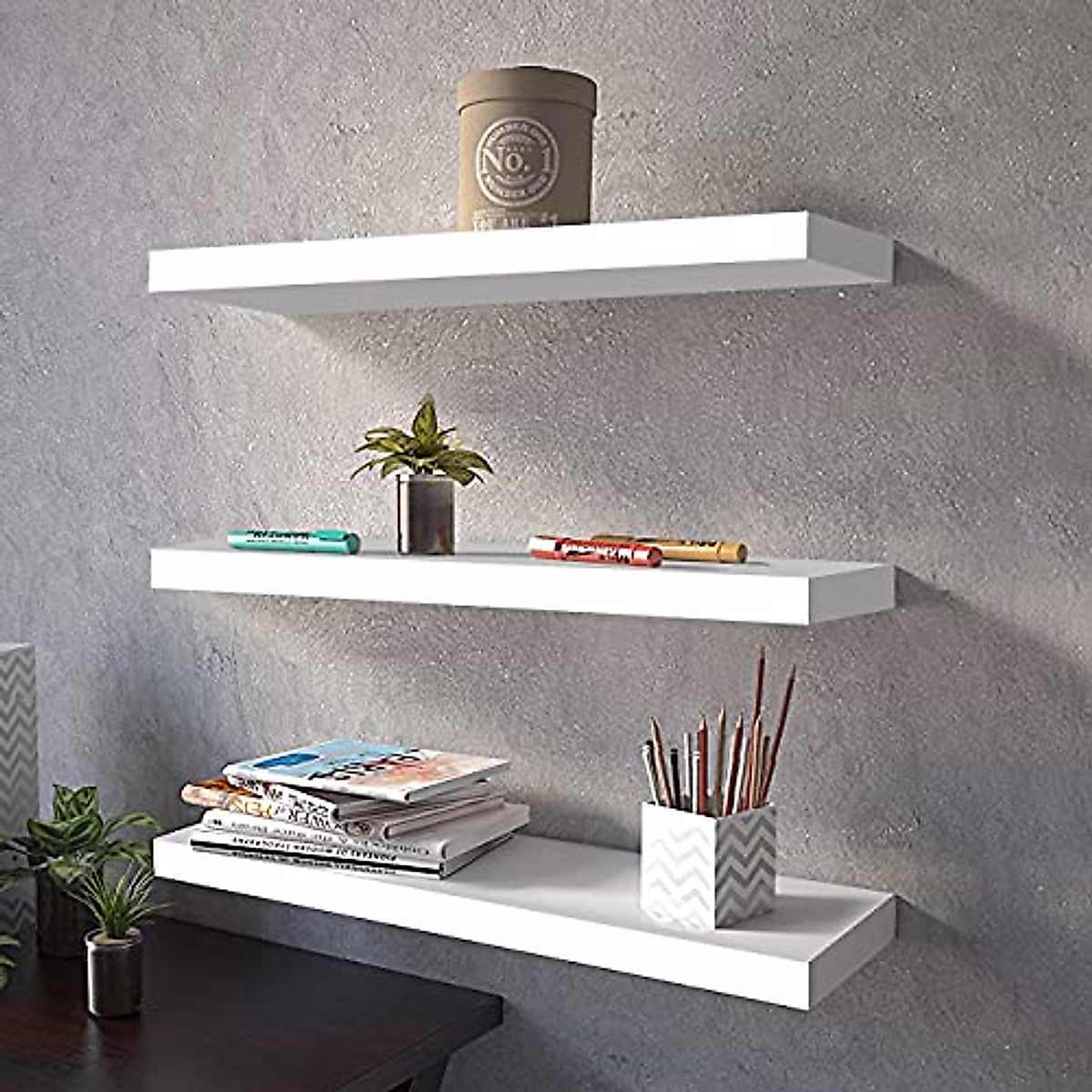 Set of 3 Floating Wall Shelves,Wall Display Decoration Shelves,Home Decor Shelves for Bathroom, Bedroom,Living Room,Kitchen, Office