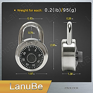 LanuBe Lock Standard Dial Combination Lock, 2 in. Wide, with Different Combinations, Black Turnplate, Pack of 12; Lock for School, Employee, Gym Sports Locker, Case, Toolbox, Fence and so on