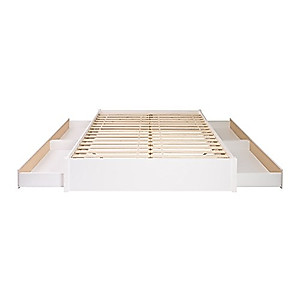 Prepac Select King 4-Post Raised Platform 4-Drawer Storage Bed, Modern King Storage Bed with Drawers 83" D x 79" W x 16" H, White, WBSK-1302-4K