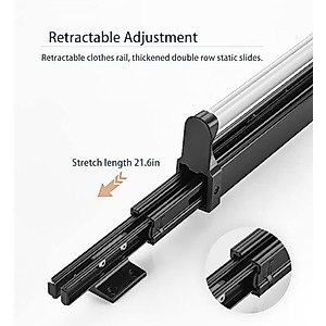 NERILEE 21.6" Heavy Duty Pull-Out Closet Valet Rod Adjustable Wardrobe Clothing Rail Top Mount Wardrobe Hanger Rack Bar Ball Bearing Slide