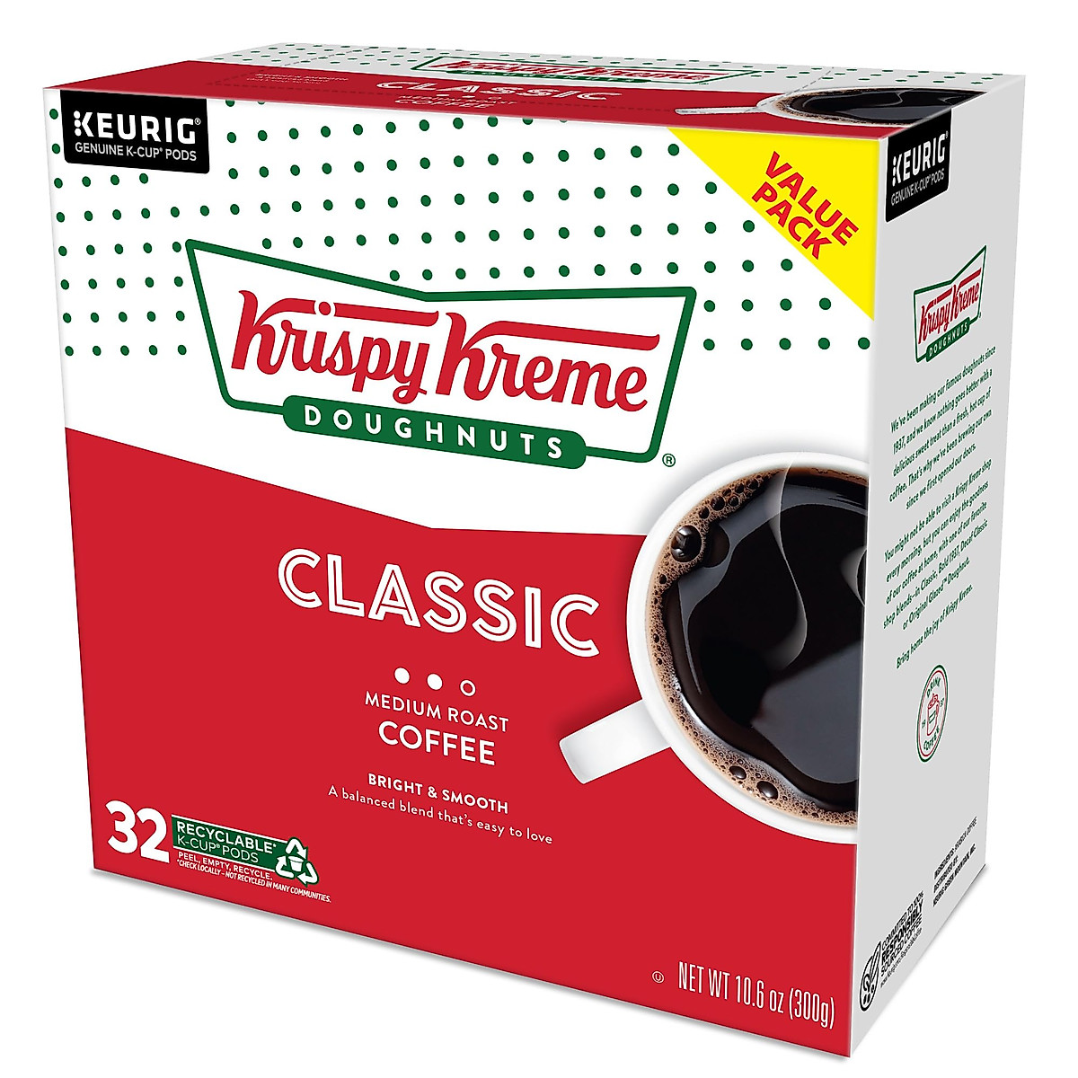Krispy Kreme Classic, Single-Serve Keurig K-Cup Pods, Medium Roast Coffee Pods, 32 Count