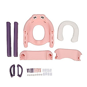 Kids Potty Training Seat with Step Stool Ladder, Foldable Toilet Training Seats Prevent Slipping Baby Toilet Potty Seat (Pink)
