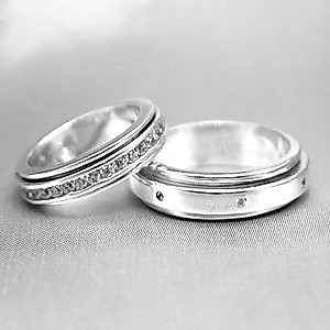 ENERGY STONE 925 Sterling Silver SUPERNOVA Meditation Spinner Ring (Style US55) (8)