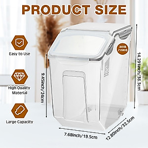 Umigy 4 Pack Rice Storage Container With Wheels Plastic Airtight Lid Flour Container Bin for Dog Pet Cereal Grain Dry Food, 15 Liter / 30 lbs