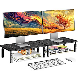 HUANUO Monitor Stand, 2 Pack, Monitor Riser, 2 Monitor Stand Height Adjustable, Computer Monitor Stand for 2 Monitors,Laptop Stand for Desk