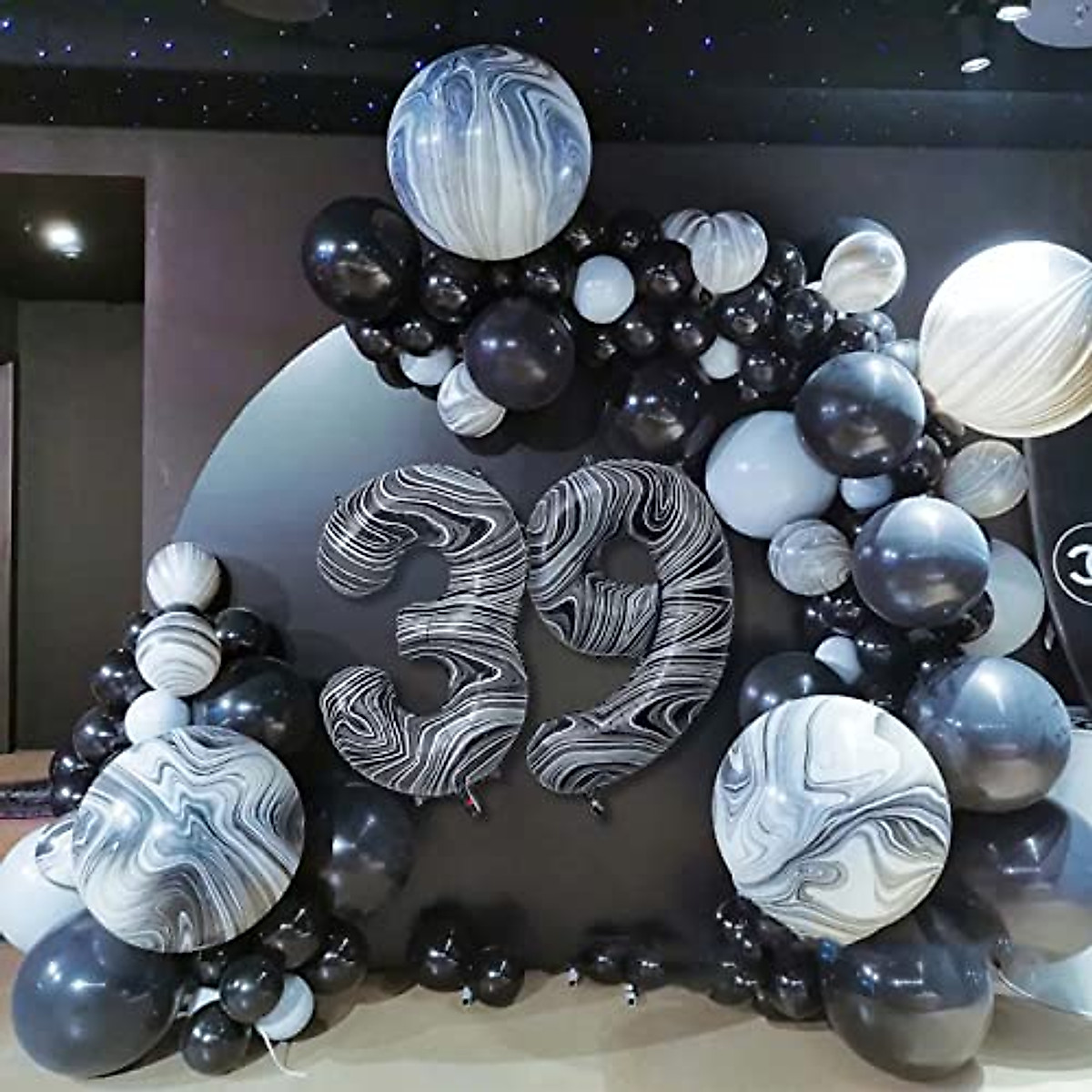 30 Balloon Number, 40 Inch Black Marble Foil Balloons Giant Jumbo Helium Number 30 Balloons for 30th Birthday Decorations Anniversary Events Boys Girls Party Decorations(Black Marble Agate)