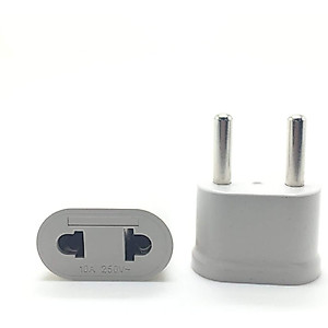 Toolso 2pcs/lot US (USA) to EU (Europe) Travel Power Plug Adapter for USA converter White