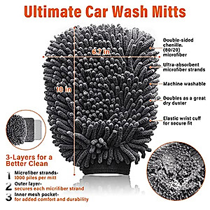 ANUINIT Car Wash Brush with Long Handle 62"/18" Microfiber Car Wash Brush,Soft Car Wash Mop Car Wash Mitt Scratch-Free Car Wash Kit,Flexible Rotation Car Washing Brush for Truck RV SUV Pickup Bus