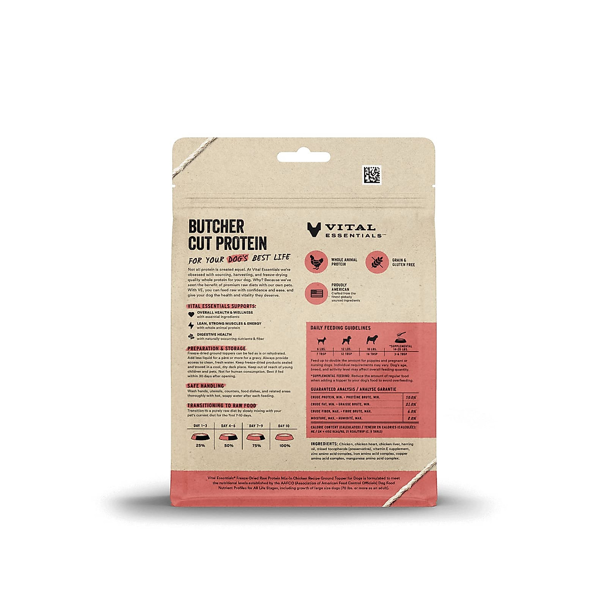 Vital Essentials Freeze Dried Raw Protein Mix-in Dog Food Topper, Chicken Ground Topper for Dogs, 6 oz