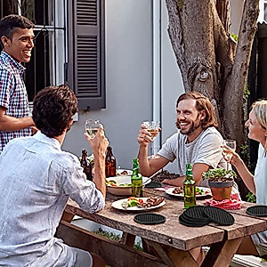 36 Pcs Silicone Coasters for Drinks Non-Slip Silicone Drink Coasters Heat Resistant for Protects Any Table Type Tabletop Coffee Bar Black Coasters