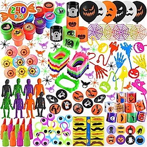 Aigybobo Halloween Party Favors Gifts for Kids, 240 Pcs Halloween Toys Bulk Goodie Bag Stuffers Fillers, Trick or Treat Gifts Exchange Halloween Party Game Prizes for School Classroom Carnival