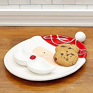 Transpac Christmas Santa Chip & Dip Dolomite Platter Set Standard