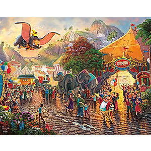 Ceaco - 4 in 1 Multipack - Thomas Kinkade - Disney Dreams Collection - Tangled, Mickey and Minnie Mouse, Dumbo, & The Little Mermaid - (4) 500 Piece Jigsaw Puzzles , Blue