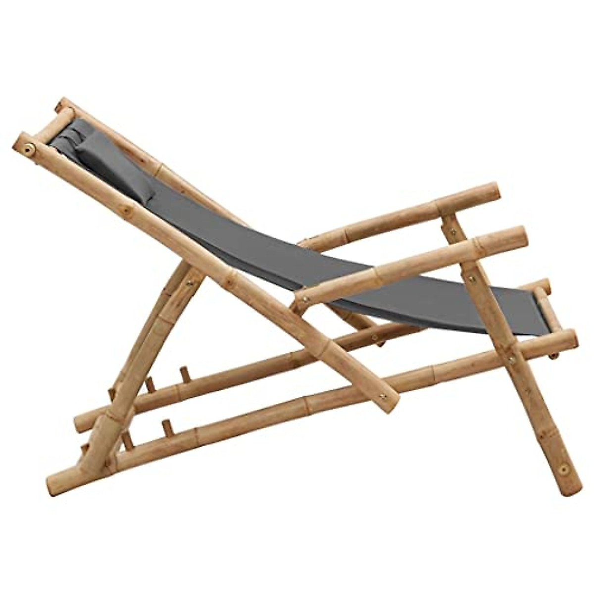 NusGear Deck Chair Bamboo and Canvas Dark Gray-7477