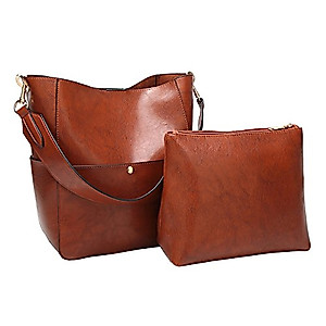 Molodo Womens Handbag, Pu Leather Bucket Tote Purse And Handbags Medium Satchel Hobo Purse Designer Work Shoulder Bags