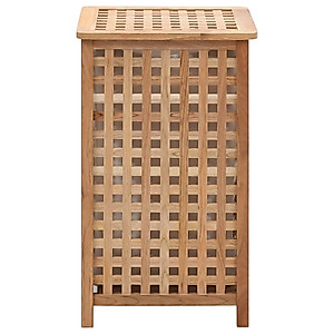 vidaXL Solid Wood Walnut Laundry Bin Basket for Bedroom or Bathroom, Natural Design, Removable and Washable Inner Fabric Bag