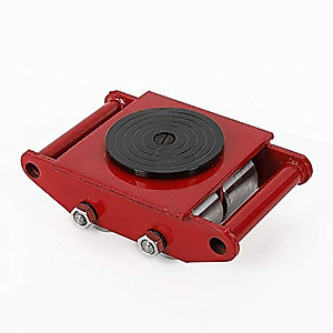 Machinery Mover Dolly Skate Roller Industrial Machine with Steel Rollers Cap 360 Degree Rotation (6T 13200LBS, Red, Steel Rollers)