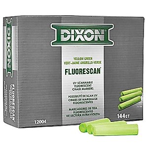 Dixon Industrial Fluorescan Tapered Chalk, Yellow/Green, 144 Count