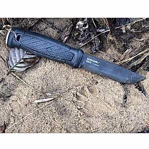 Morakniv Garberg Carbon Steel Full-Tang Fixed-Blade Survival Knife With Poly Sheath, Black, 4.3 Inch