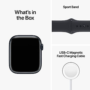 Apple Watch Series 8 [GPS + Cellular 45mm] Smart Watch w/Midnight Aluminum Case with Midnight Sport Band - M/L. Fitness Tracker, Blood Oxygen & ECG Apps, Always-On Retina Display, Water Resistant
