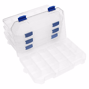 Large Plastic Tackle Box Storage Organizer Box 3700 with adjustable dividers 4 PACK tackle tray