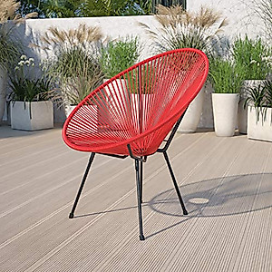 EMMA + OLIVER Red Papasan Bungee Lounge Chair