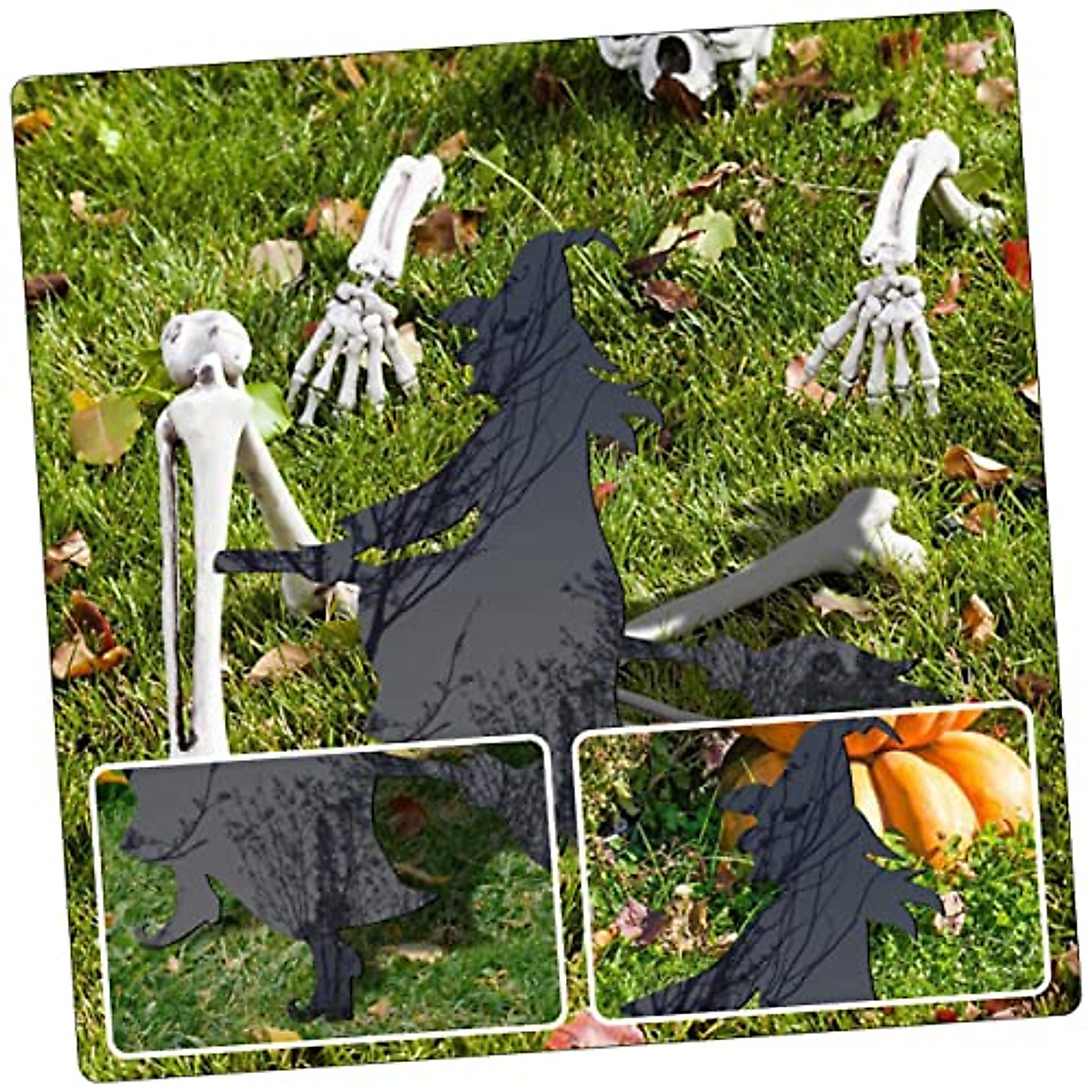Halloween Plug Metal Signs Outdoor Witch Decor Outdoor Sculpture Halloween Yard Signs Sign with Stakes Decorations Outdoor Lawn Trick or Treat Cat Light Halloween Welcome Sign Mini