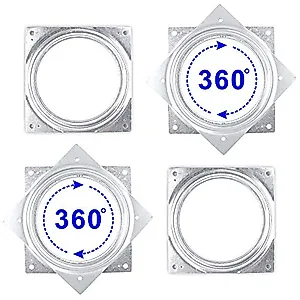 4Pack 6 Inch Heavy Duty Lazy Susan Hardware Square Lazy Susan Turntable Bearings Swivel Zinc Plate Steel Swivel Plate for Kitchen Storage Rack, Cake, DIY Project for Desk, Chair, 200LB Capacity