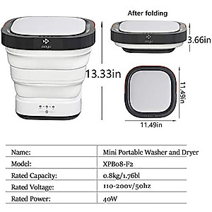Mini Foldable Washer and Spin Dryer-Super Energy Saving"40W",Small Portable Blu-ray Washing Machine for Baby Clothes,Underwear,Sock in Travel Apartments,Fully Automatic