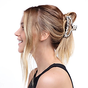 Kitsch Fabric-Wrapped Claw Clip, Medium Open Shape Hair Clips for Women, Medium Hair Claw Clips & Jaw Clips, Claw Clips for Thick Hair, Claw Hair Clips for Girls (1pc, Leopard)