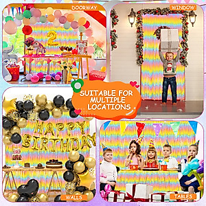 Macaron Gradient 2 Pack Metallic Tinsel Foil Fringe Curtains, 3.3x8.3 Feet Gradient Streamers for Party, Door Streamers Party Decorations, Party Streamers for Birthday Christmas Party Decorations