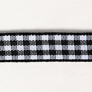 Micomon Buffalo Check Ribbon Black and White Gingham Ribbon 25 Yards for Crafts (3/8", Black)