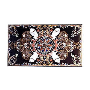 48" x 30" Inch Black Marble Dining Table/Coffee Table Italian Pietra Dura Design Outdoor Indoor Table, Office Table, Conference Table, Piece Of Conversation