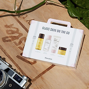 Hanskin Glass Skin On The Go Kit, Set of 4, Moisturizing Travel Friendly Hydrating Skincare Set for Glowing Skin, Cleansers, Skin Essence Toner and Moisturizer, Korean Skincare