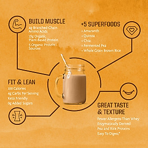 Sunwarrior Vegan Organic Protein Powder Plant-based | 5 Superfood Quinoa Chia Seed Soy Free Dairy Free Gluten Free Synthetic Free NON-GMO | Vanilla 30 Servings | Classic Plus