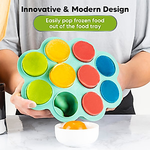 Silicone Baby Food Freezer Tray with Clip-on Lid and Baby Silicone Bibs Bundle - Breast Milk Trays for Freezer (Alpine Green) - Waterproof, Easy Wipe Silicone Bib for Babies, Toddlers (Cloud Nine)