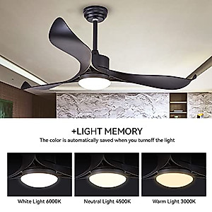 MOBECK 52'' Black Modern Ceiling Fans with Lights and Remote, Indoor Outdoor DC Motor Ceiling Fans with Lights LED for Living Room, Kitchen, Patio, Farmhouse, Bedroom, Gazebo