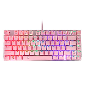 HUO JI E-Yooso Z-88 RGB Mechanical Gaming Keyboard, Red Switches, 60% Compact 81 Keys Hot Swappable for Mac, PC, Cute Pink