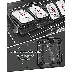 15 Amp 120V Generator Transfer Switch Kit, Prewired 4-Circuit Generator Temporary Emergency Power Supply Kit, IP67 Waterproof for Indoor/Outdoor Use