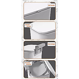 MOFU Kitchen Hanging Trash Can, 2.4 Gallon Compost Bin with Lid for Kitchen Bathroom Living Room, White