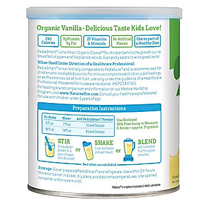 PediaSmart Organic Plant Based Pea Protein Vanilla Complete Nutrition Beverage Mix, 12.7 Oz (Pack of 2) | Non GMO | USDA Organic | Clean Label Project Verified