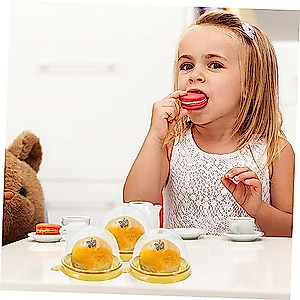 HEMOTON 100pcs Mini Cake Cupcake Holder Dessert Cups with Lids Mooncake Box Wedding Cake Stand Mini Paper Cups Clear Cake Stand Tray Moon Cake Mooncake Tray Puffs Gift Clamshell Mini