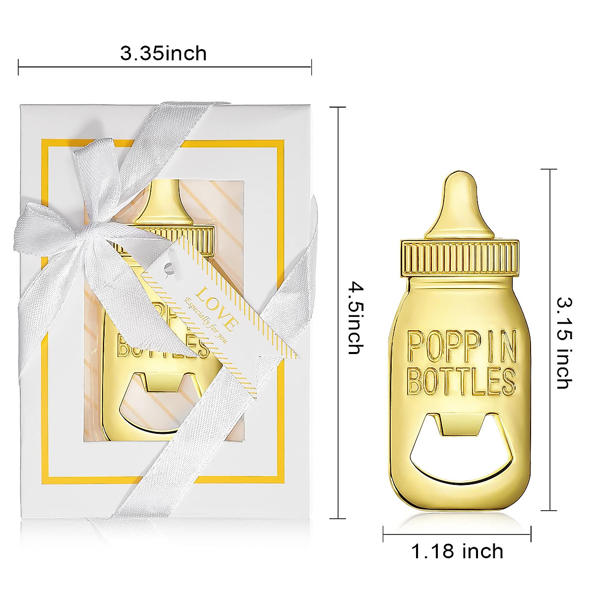 16 Pieces Bottle Opener Baby Shower Favor for Guest Rose Gold Feeding Bottle Opener Wedding Favor Baby Shower to Guest Party Favor Decoration Supplies (White Box)