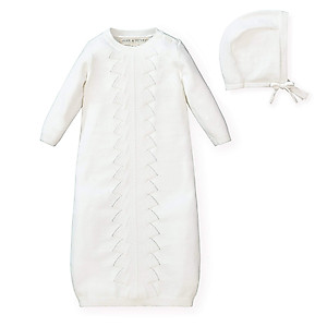 Hope & Henry Baby Sweater Gown and Bonnet Set