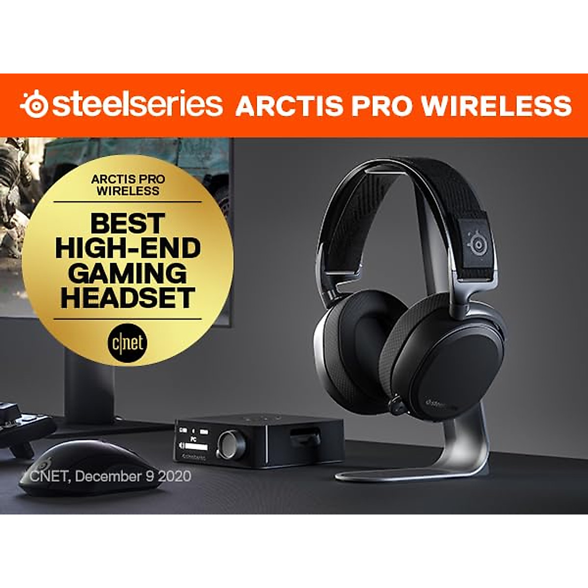 SteelSeries Arctis Pro Wireless Gaming Headset - High Fidelity 2.4 GHz Wireless - Mixable Bluetooth - Non-Stop Dual Battery - OLED Base Station - AI Noise Canceling Mic - PC, PS5, PS4, Mobile - Black