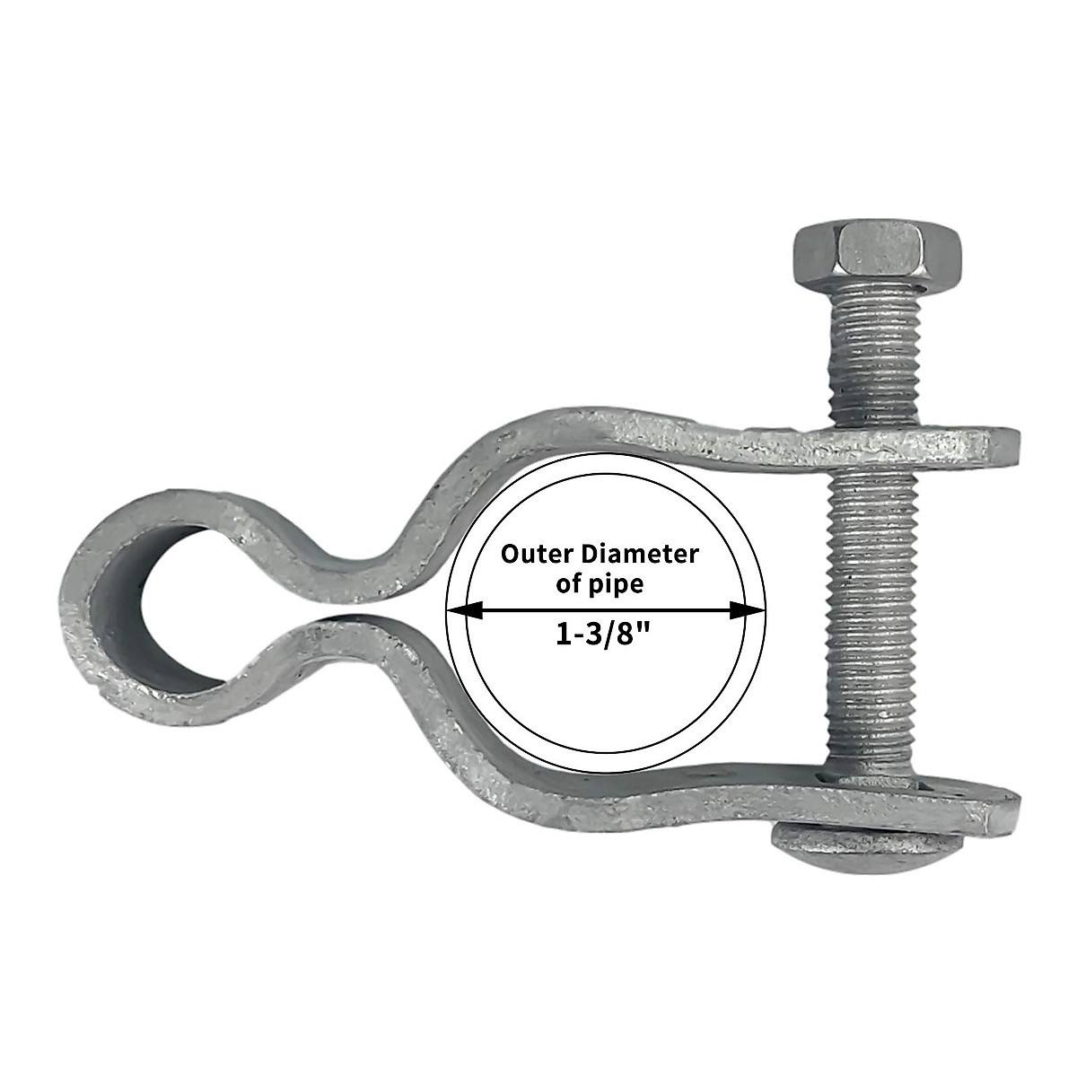 1-3/8” Pressed Steel Chain Link Fence Post Hinge 2-Pack, Fence Frame Hinge Pipe Gate Hinge in Zinc Plated (Nut/Bolt Including Door Hinge)