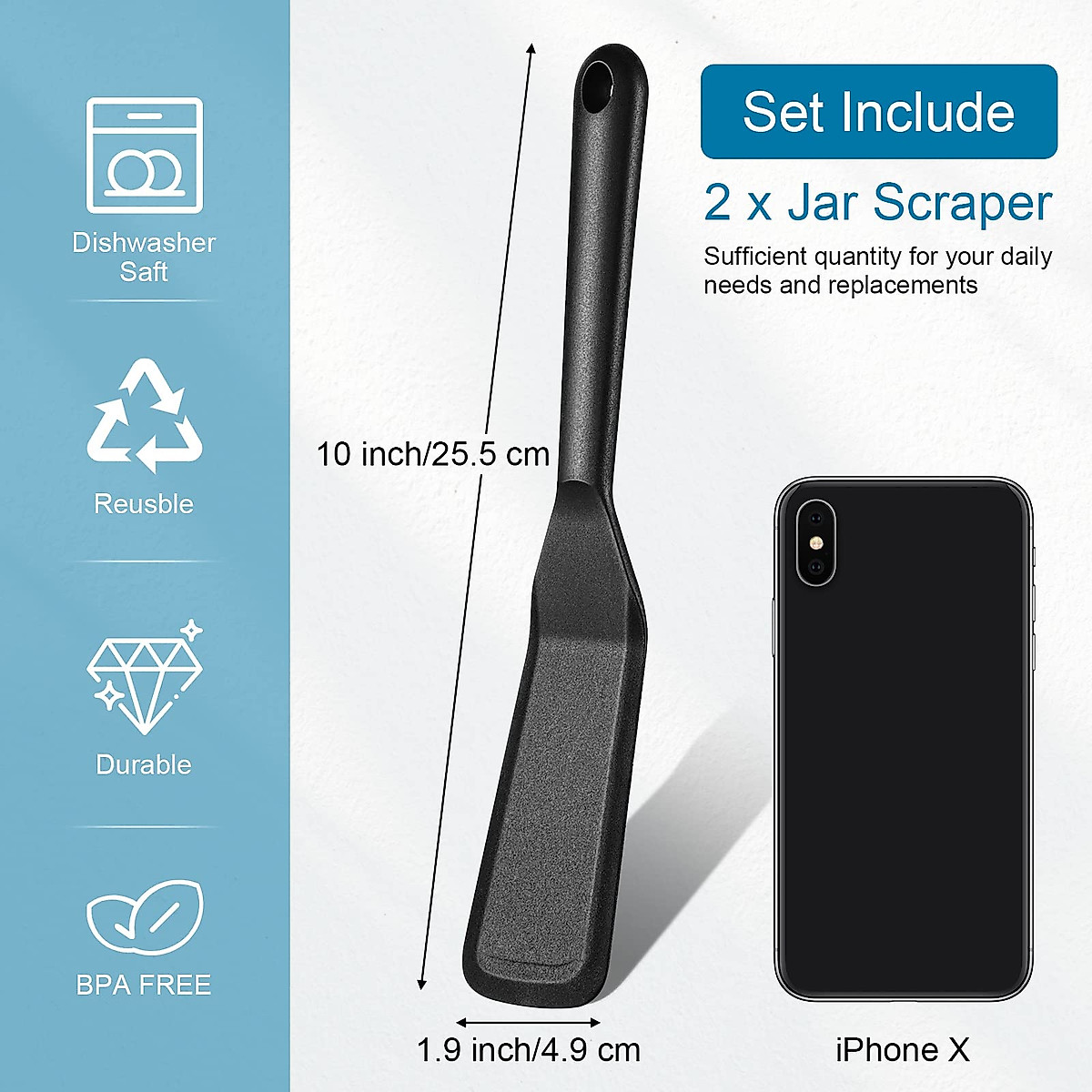 2 Pieces Silicone Thin Spatula Omelet Spatula Turner Long Crepe Spatula Heat Resistant Cooking Spatula Non Stick Pancake Spatula for Cooking Egg Burgers Pizza Pancake Steak Omelet (Black)