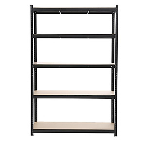 Panana 5 Tier Racking Shelf 70.8x39.3x15.7 inch Garage Shelving Storage Shelves Unit 1.8M Higher Utility Rack Shelf Organizer for Workshop/Commercial/Industrial/Kitchen (Black, 180X100X40CM)